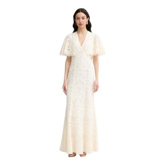 Twinset Robe Longue en Dentelle - Femme - Robes - Beige - Taille: 36 FR