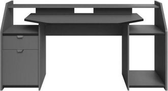 Les Tendances Les Tendances - Bureau gamer gris anthracite 180 cm - Panneau de particules m&eacute;lamin&eacute; - &Eacute;clairage LED multicolore - Compatible 2 &agrave; 3 &eacute;crans
