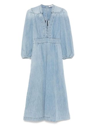 Zimmermann robe en jean à col v - Bleu
