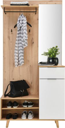 home24 Garderobe, Wei&szlig;, Eiche Artisan, Holzwerkstoff, 5-teilig, 1 Schubladen, 100x204x40 cm, Garderobe, Garderoben-Sets & Serien, Garderoben-Sets