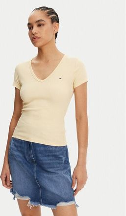 Tommy Jeans T-Shirt Essential DW0DW17385 Gelb Slim Fit