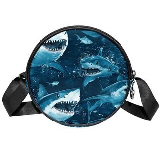 Generic Sac &agrave; bandouli&egrave;re Circle pour femme, petit sac &agrave; bandouli&egrave;re bleu avec fermeture &eacute;clair, bretelles r&eacute;glables, sac &agrave; main rond d&eacute;contract&eacute; pour femmes 