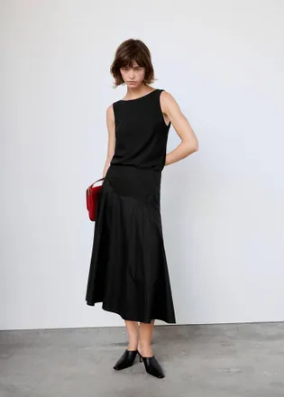 Mango Haut satin&eacute; dos drap&eacute; noir - Femme - XS - MANGO