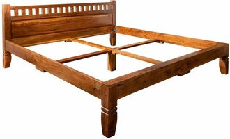 Massivmoebel24 Bett Akazie 200x200x90 honig lackiert OXFORD 224