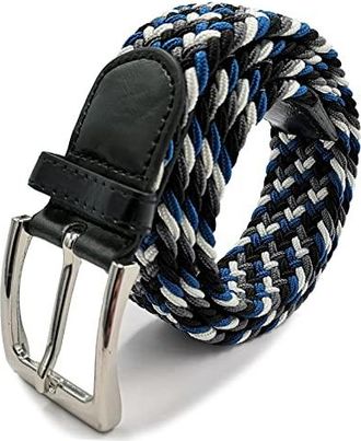 Glamexx24 Ceinture tress&eacute;e en tissu &eacute;lastique pour homme et femme - Multicolore - 110 cm