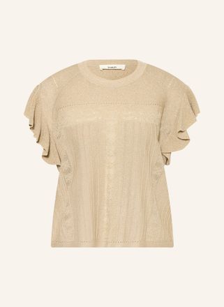 BA&SH Ba&Sh Strickshirt Mit Glitzergarn Und Volants beige