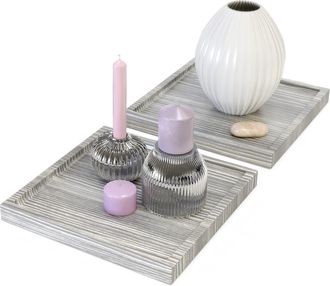 Vladon Dekoschale Maya, Made in Germany, moderne Dekorationsschale eckig, Avola-Anthrazit, 2er-Set (20 x 1,8 x 20 cm)