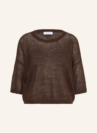 Darling Harbour Darling Harbour Strickshirt Aus Leinen braun