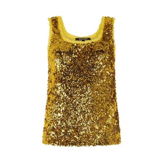 Roberto Cavalli Gold Pailletten-Top - - Tops - Damen - Gelb - L