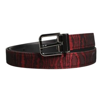 Dolce & Gabbana Jacquard Acetat G&uuml;rtel mit Metallschnalle - - Accessories - Herren - Rot - ONE SIZE