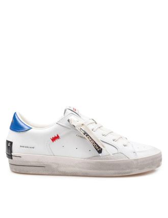 Crime London Low-Top Sneaker - Crime White And Bluette Leather Sneakers - Gr. 44 (EU) - in Wei&szlig; - f&uuml;r Damen