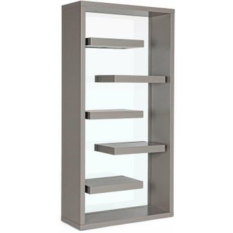 BIZZOTTO Bizzotto - Modernes Design B&uuml;cherregal Bilbao in Holz und Glas f&uuml;r B&uuml;ro und Schlafzimmer h 180 cm -Grau