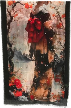 D'Aniello Graphic-print Frayed Scarf