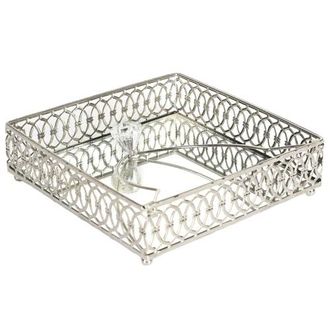 The Home Deco Factory KA0281 Plateau M&eacute;tal Argent&eacute; D&eacute;coration et Rangement - Salle de Bains ou Cuisine - Taille Standard - Dimensions Pratiques - Couleur Argent