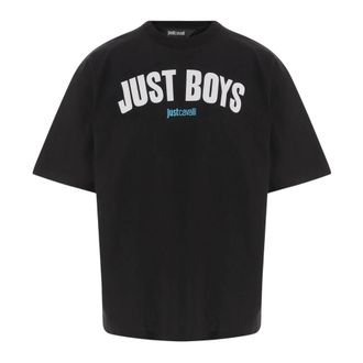 Just Cavalli Homme, Tops, Noir, Taille: M Printed Cotton T-shirt