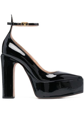 Valentino Garavani escarpins Tan-Go 130 mm en cuir verni - Noir