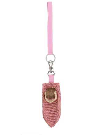 Patou Womens Bag Charm Boat Pink Raffia Accessories