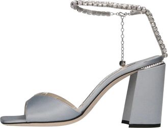 Jimmy Choo London Femme, Chaussures, Bleu, Taille: 38 EU Sandales en satin avec strass