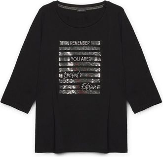 Fiorella Rubino Femme, Tops, Noir, Taille: 38 FR T-shirt &agrave; slogan motivant &agrave; paillettes