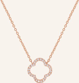 Leaf Halskette Clover Aus 18 Karat Ros&eacute;gold Mit Diamanten rosegold