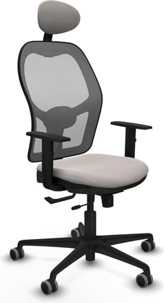 Piqueras y Crespo B&uuml;rostuhl mit 1D-Armen, h&ouml;henverstellbare Lendenwirbelst&uuml;tze und festes Kopfteil, ausgestattet mit Syncro/Traslack und injiziertem Schaumstoff, Grau/W
