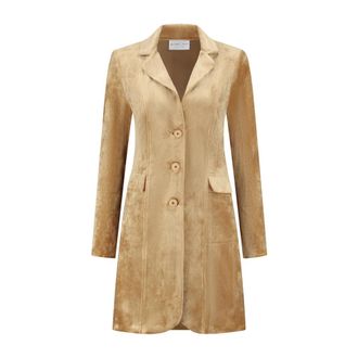 Hart by Helena Hart Samt Langer Einfarbiger Kamelmantel - - Coats - Damen - Braun - XS
