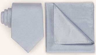 Paul Paul Set: Krawatte Und Einstecktuch blau