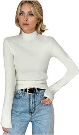 Generic sous Pull Femme Haut Thermique Femme sous Pull Thermique Femme Doux Glamour Robe T Shirt Ample Col Haut Manches Longues Tenue Casual Printemps Automne