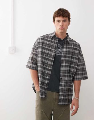 Weekday Chemise oversize à carreaux - Gris