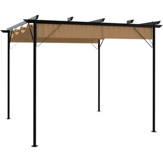 vidaXL Vidaxl - Pergola avec toit r&eacute;tractable taupe 3x3 m acier 180 g/m&sup2;