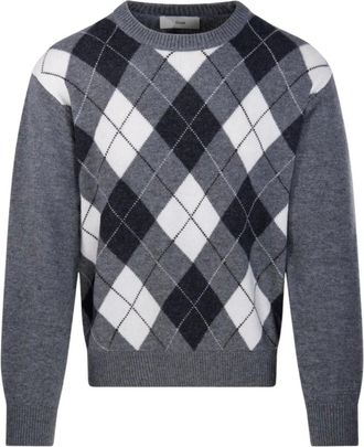 Dunst Pull Col Rond Argyle - Homme - Pulls - Gris - Taille: M
