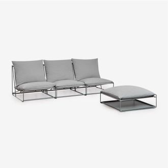 Sklum Sklum - Amaro 3-teiliges modulares Gartensofa und umwandelbarer Ottoman Grau