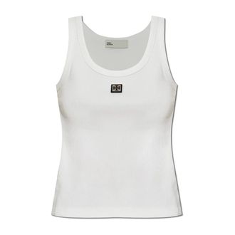 Tory Burch Femme, Tops, Blanc, Taille: 38 FR Haut sans manches c&ocirc;tel&eacute;