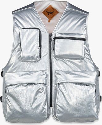 MCM Rucksack-Weste aus Metallic-Nylon SILVER NYLON
