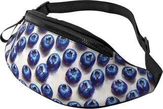 Generic H&uuml;fttasche Atmungsaktiv H&uuml;fttaschen Niedlicher Blaubeer-1-Druck Mit Rei&szlig;verschluss Umh&auml;ngetaschen F&uuml;r Camping Outdoor Laufen 14X35Cm