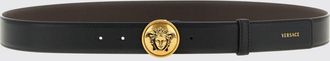 Versace Ceinture r&eacute;glable en cuir de veau avec plaque Medusa