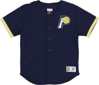 Mitchell & Ness Homme, Chemises, Bleu, Taille: L Gametime Mesh Button Front Coat