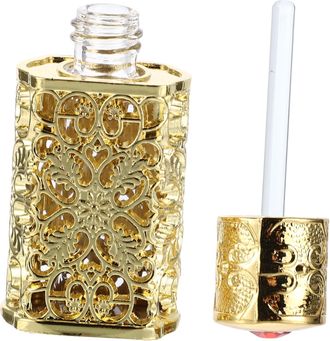 DOITOOL Ätherisches Öl Sprühflasche mit Graviertem Metallflakon Auslaufsicherer Parfümzerstäuber für Aromatherapie und DIY Kosmetik Goldene Hohlblume Design f