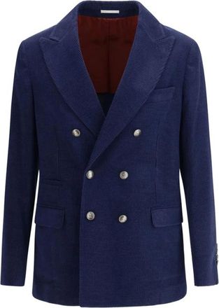 Brunello Cucinelli Homme, Vestes, Bleu, Taille: L Veste en velours côtelé
