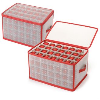Com-Four 2X Aufbewahrungsbox f&uuml;r insgesamt 224 Weihnachtskugeln - Christbaumschmuck-Sortierbox - Christbaumkugeln- und Weihnachtsdeko-Organizer - Aufbewahrung 