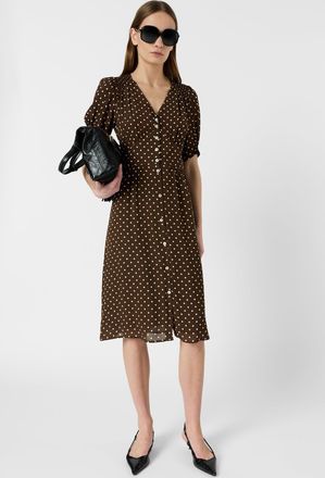 Gerard Darel Robe cintr&eacute;e &agrave; pois - ROHYA - Marron