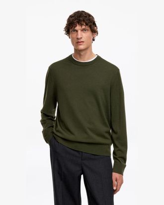 Arket Feinstrickpullover Aus Merinowolle -Gr&uuml;n
