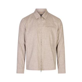 PESERICO Homme, Vestes, Brun, Taille: L Veste en Lin et Laine avec Fermeture &Eacute;clair