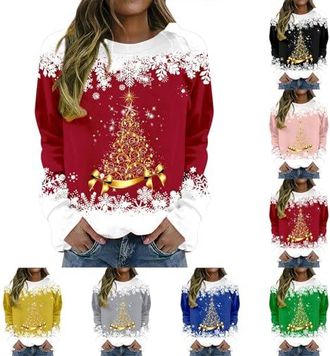Generic HUIFUAO - Chandail de No&euml;l pour femmes - Pull de No&euml;l avec imprim&eacute; P&egrave;re No&euml;l et gnomes - Pull de No&euml;l pour femme, Z02 Rouge, 6XL