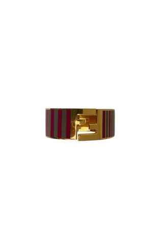 Fendi Striped enamel & gold-tone metal FF bangle Size M