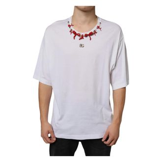 Dolce & Gabbana Necklace Embellished T-shirt - - Tops - Herren - Wei&szlig; - 4XL