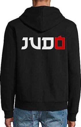 Generic Judo Kanji Style Arts Martiaux Calligraphie Graphique &Agrave; Capuche Coton M&eacute;lang&eacute; Fermeture &Eacute;clair Veste Sweat Sweat &Agrave; Capuche Noir, Noir, XL