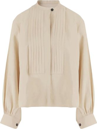 Jil Sander Femme, Blouses et Chemises, Blanc, Taille: 38 FR Chemise pliss&eacute;e en lin