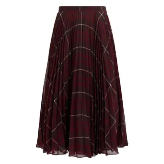 Max Mara Femme, Jupes, Rouge, Taille: 36 FR Jupe longue &agrave; carreaux pliss&eacute;e