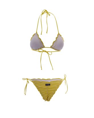 MC2 Saint Barth Womens Bikini Sagitami Seersucker Vichy Yellow Polyamide One-Pieces
